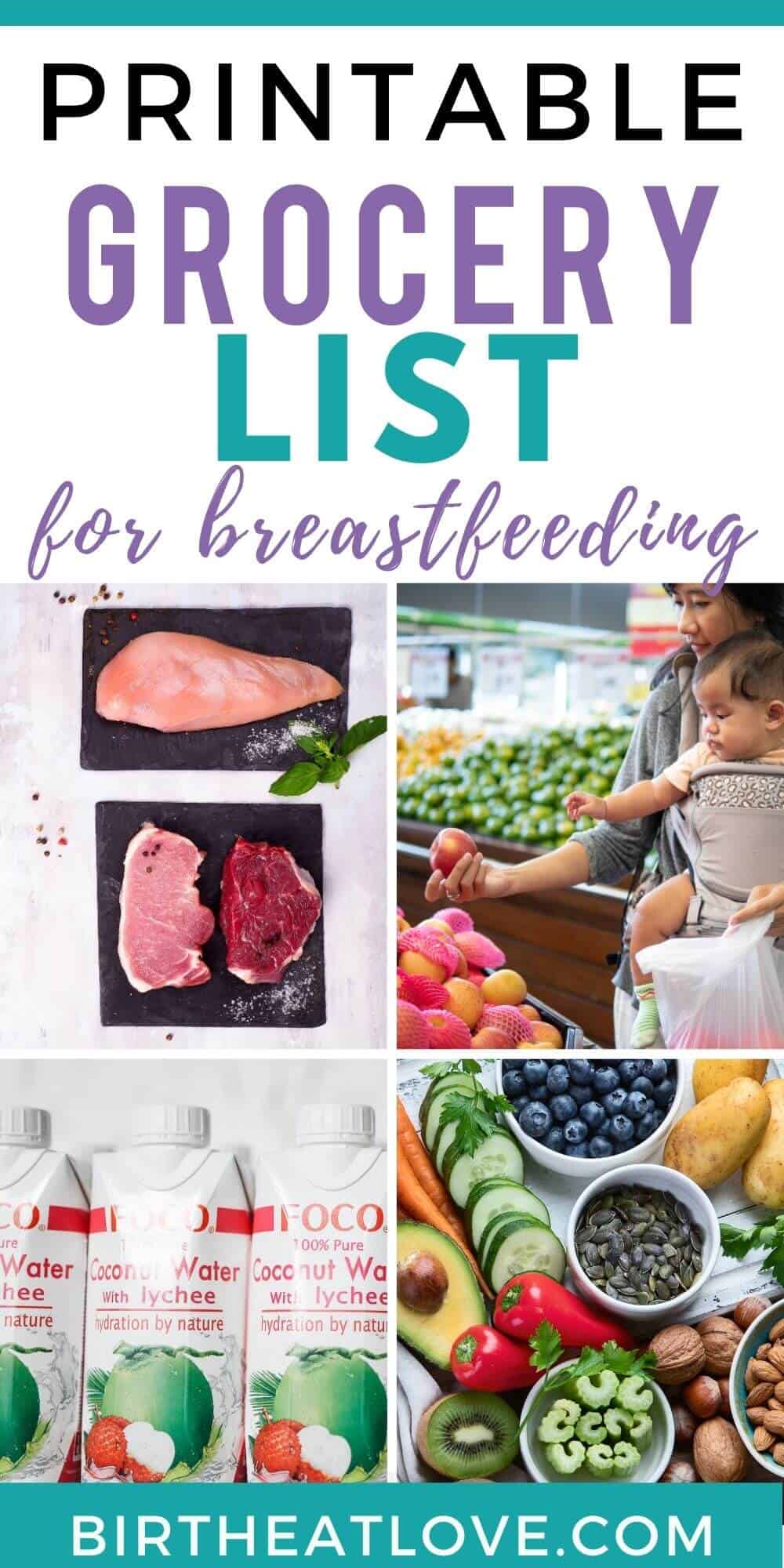 Printable Breastfeeding Grocery List with Best Foods - Birth Eat Love